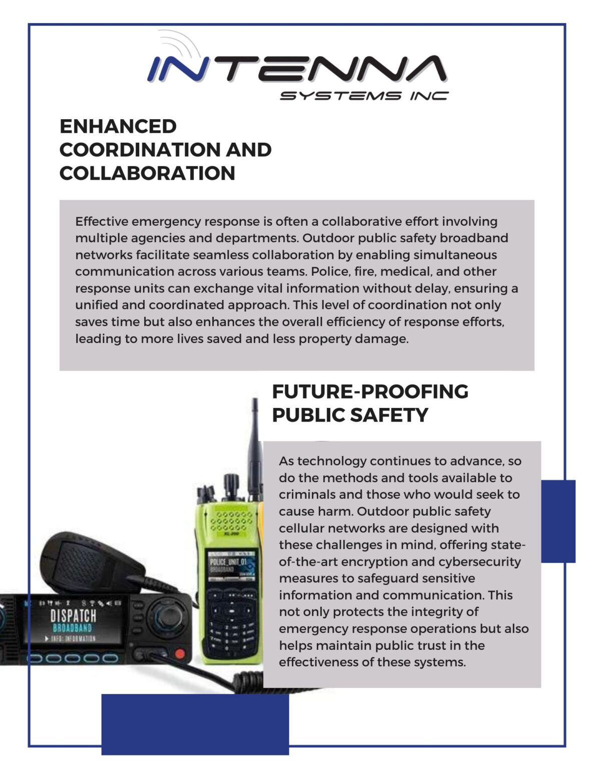 Enhancing Public Safety and Saving Lives with Outdoor Broadband Networks - Intenna Systems LLC